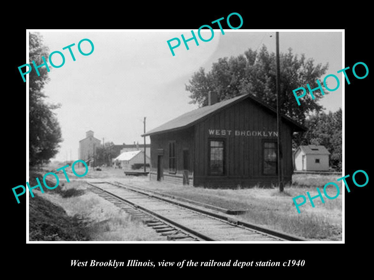 OLD 8x6 HISTORIC PHOTO OF WEST BROOKLYN ILLINOIS THE RAILROAD DEPOT ...