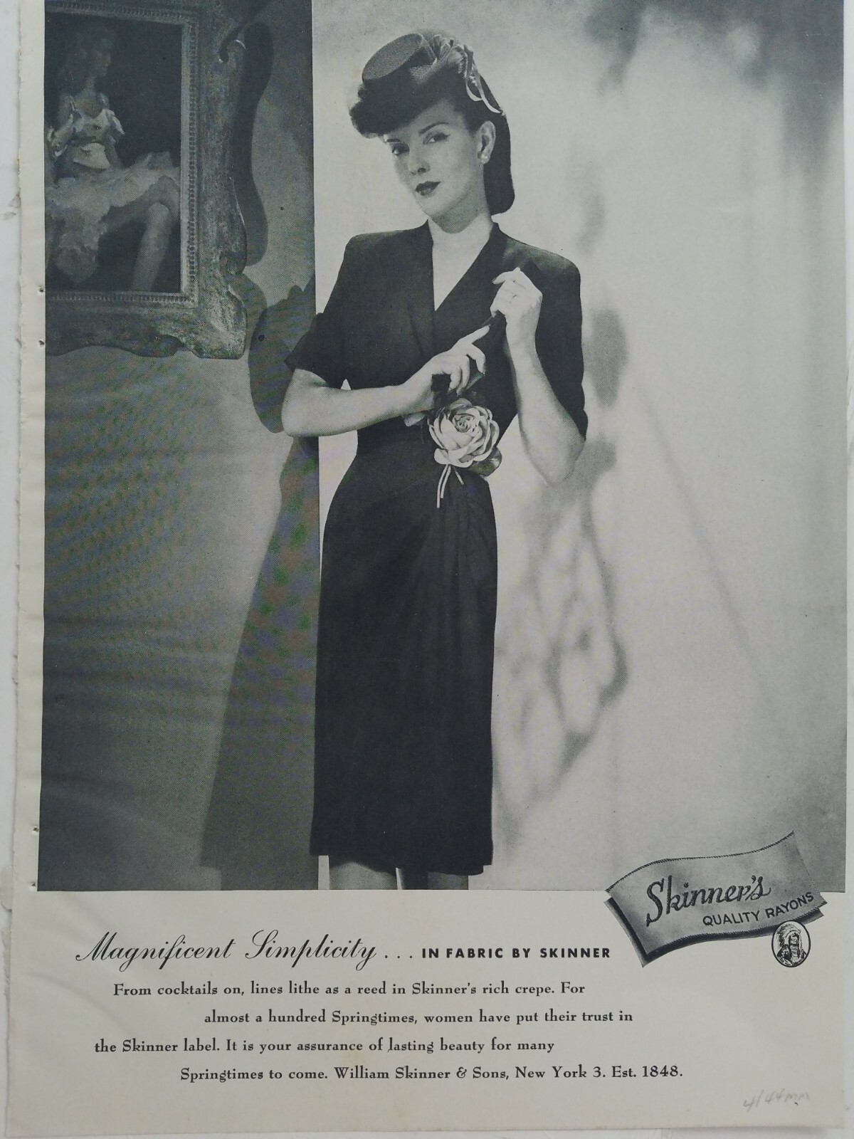 1944 William Skinner fabric women's dress vintage fashion ad | eBay