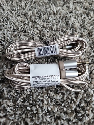 Wireless Gear 10 Ft 3.5mm To 3.5mm Fabric Audio Cable. Set Of 2. Color ...