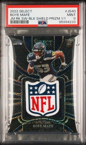 BOYE MAFE 2022 SELECT ROOKIE PATCH BLACK PRIZM NFL SHIELD 1/1 RC PSA 9 ...