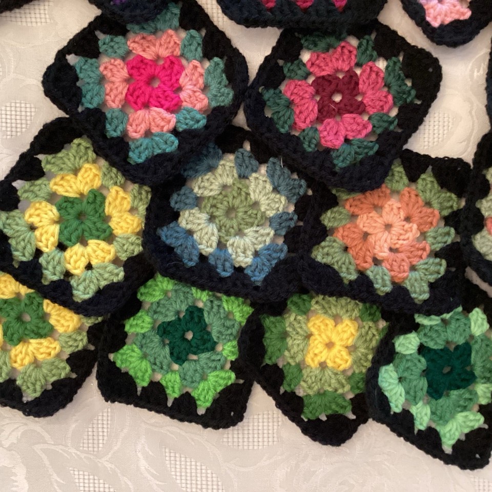 50 5 Inch Granny Squares Lot D Crochet Blanket Scarf Pillows Bags ...