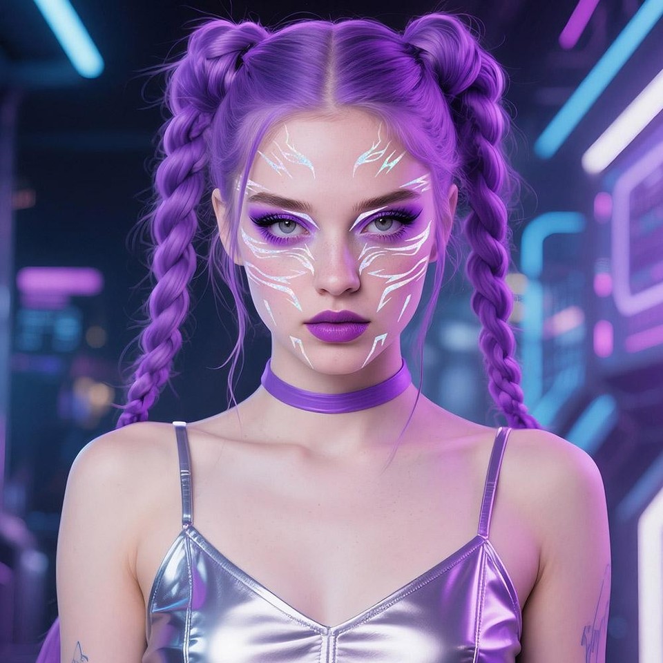 Korean Girl Group Purple Glowing Color Tattoo Sticker for Face F3C3 ...