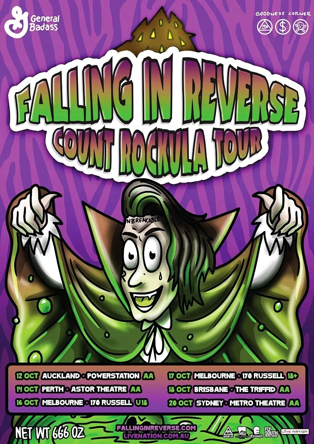 2015 FALLING IN REVERSE CONCERT POSTER WALL ART PRINT SIZE 10X15INCH ...