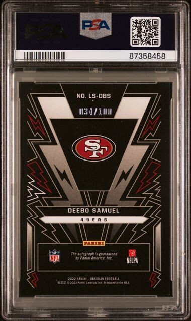 Deebo Samuel 2022 Panini Obsidian Lightning Strike Autograph /100 PSA 7 ...