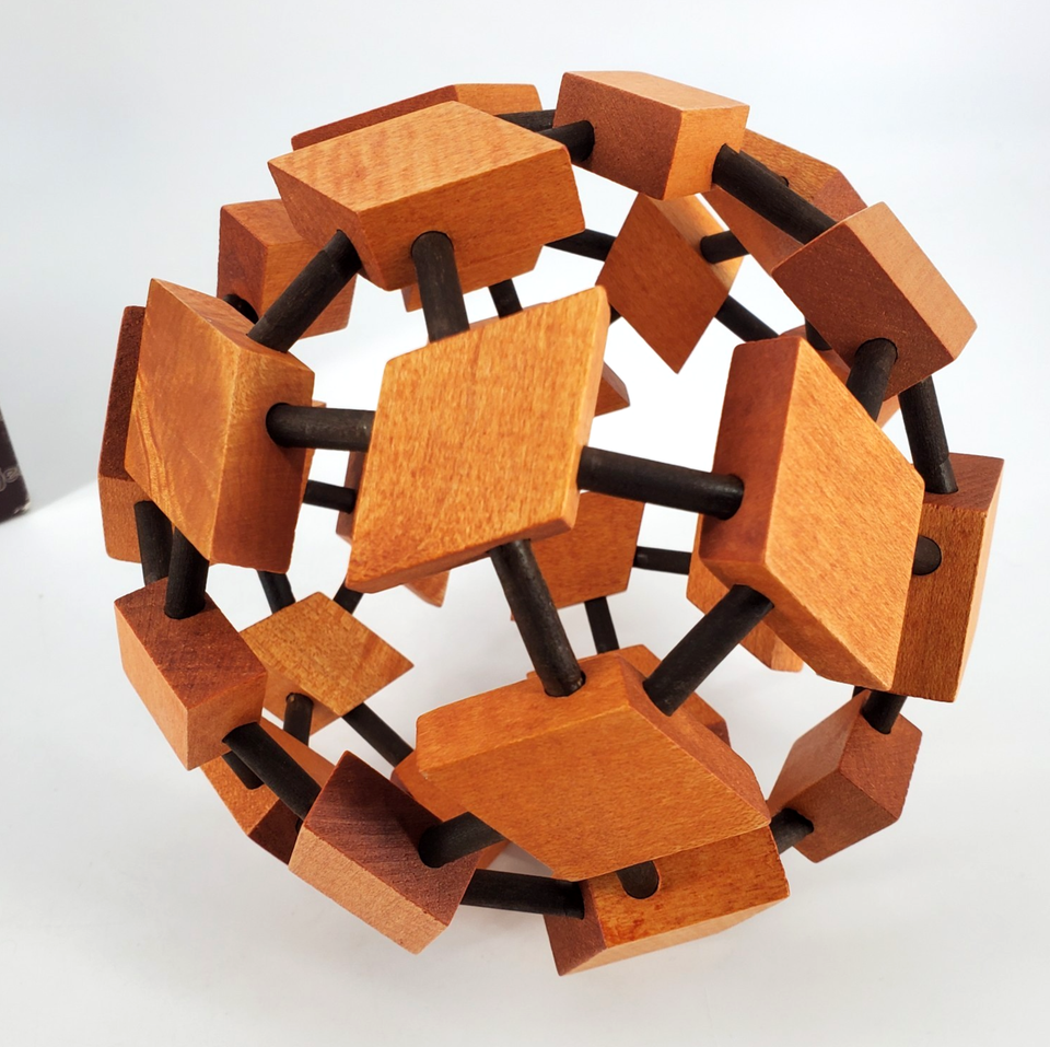 Vintage Arjeu Wood Puzzle Sirius Brain Teaser Casse-Tete Spherical Ball ...