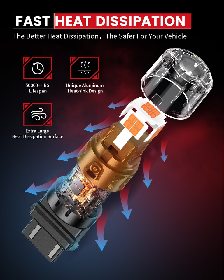 3157 3457 LED Reverse Brake Tail Turn Signal Light Bulbs RED White ...