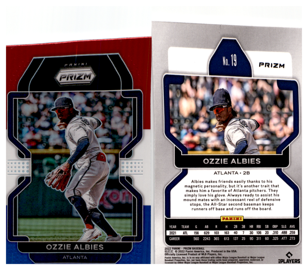 2022 Panini Prizm Red White and Blue Prizm #19 Ozzie Albies NM-MT Brave ...