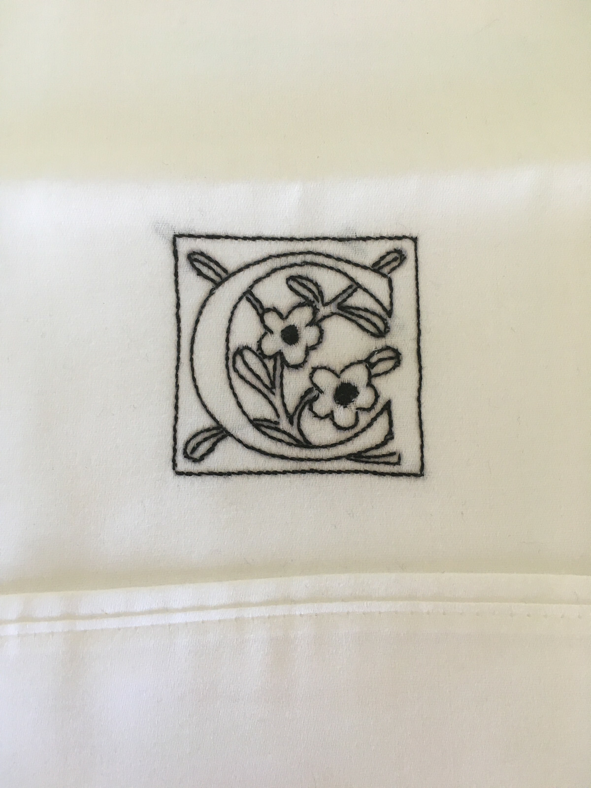 New Hand Embroidered Monogram Letter “C” Standard Pillowcase, Qty 2 | eBay