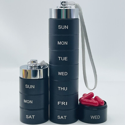 Pill Box Metal Medicine Dispenser Case Weekly Tablet Organizer ...