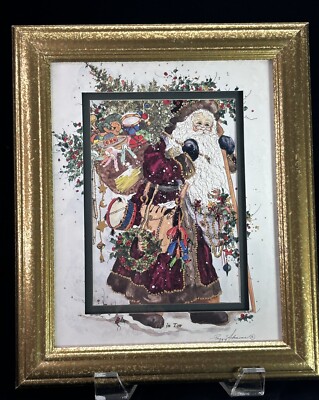 Peggy Abrams Framed Toys in Tow Old World Santa Matted Christmas Art ...