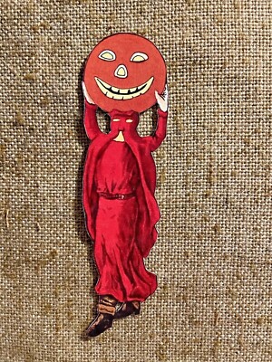 U Pick Vintage Inspired Red Devil Carries Pumpkin Halloween Cardstock ...