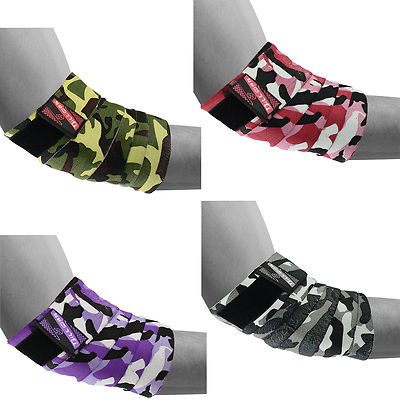HEAVY DUTY ELBOW SUPPORT WRAPS GYM POWER WEIGHT LIFTING STRAPS BANDAGE ...