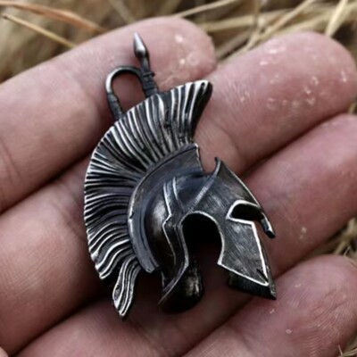 Men's Greek Spartan Warrior Helmet Pendant Necklace Punk Jewelry ...