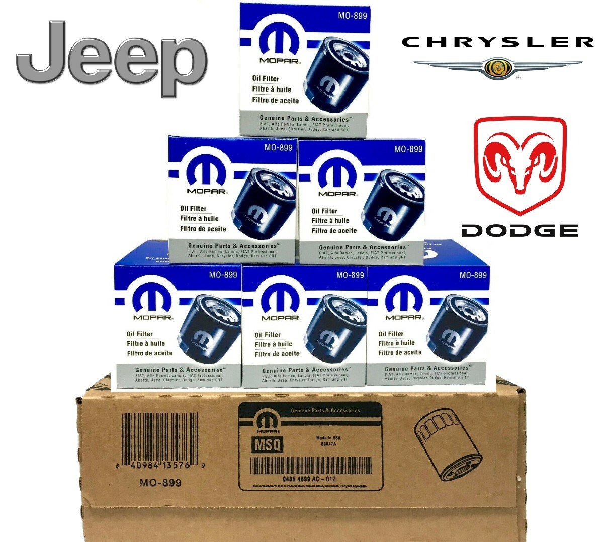 6 Pk Genuine Mopar OEM Engine Oil Filter MO-899 Chrysler Dodge Jeep ...