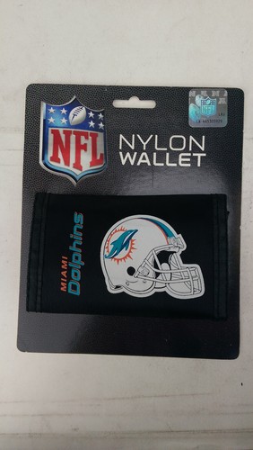 New NFL Licensed Nylon Tri-Fold Wallet w/ Clear Insert Miami Dolphins ...