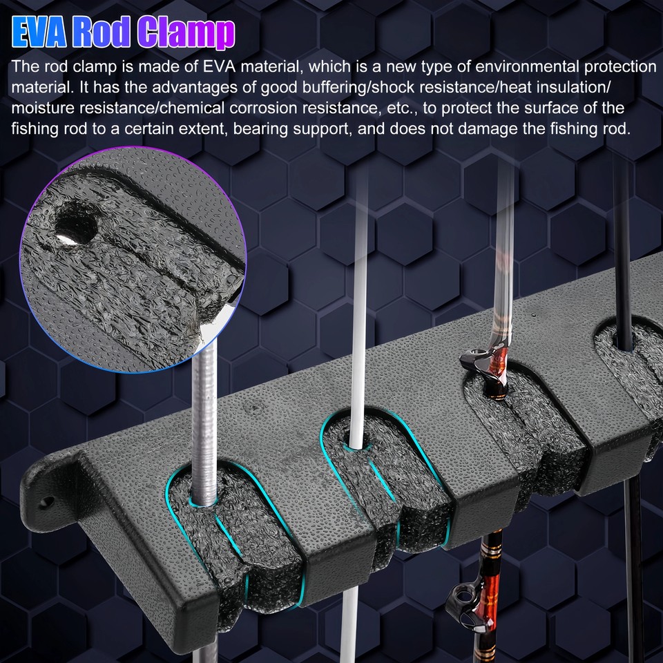 Horizontal Boat Fishing 6 Rod Rack Wall Mount Vertical Holder Pole ...