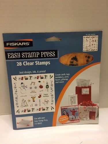 Fiskars Easy Stamp Press Tis The Season 28 Clear Stamps | eBay