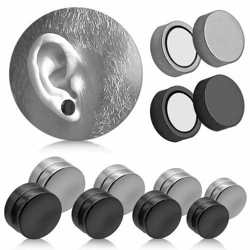 Magnétique Faux Plugs Fake Bouchon Tunnel Plug Argent Noir Acier ...