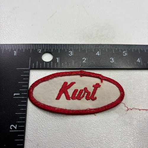 Vtg Oval Fancy Red Cursive Letter NAME KURT Patch (Uniform~ID~Workwear ...