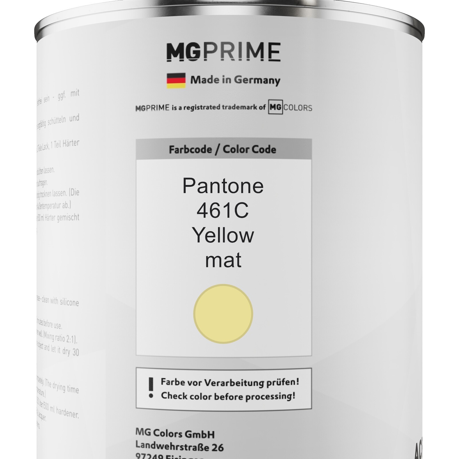 Pantone 461C Yellow mat peinture acrylique 1,5 Litres 1500 ml ...