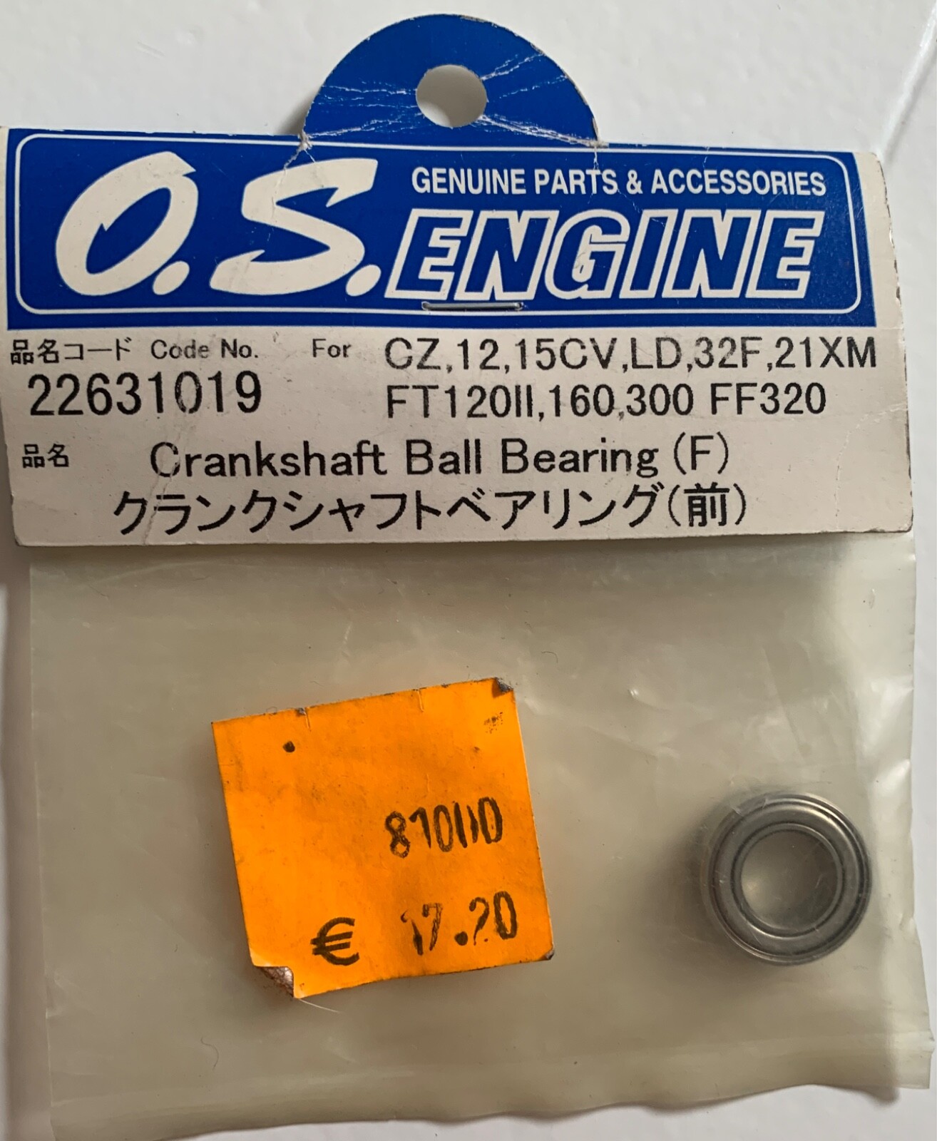 Crankshaft ball bearing 22631019 CZ,12,15CV 21XM OS Engine | eBay