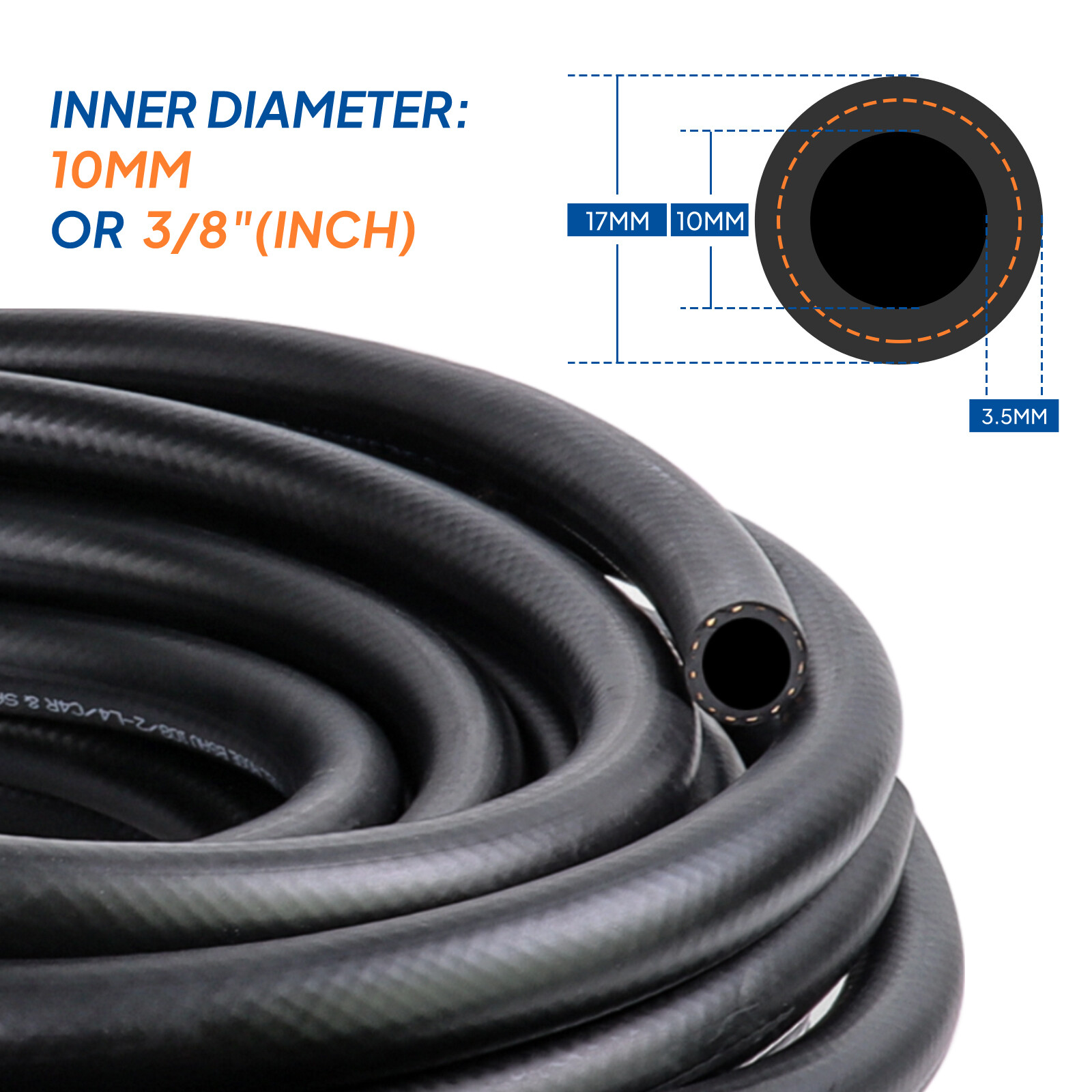 High Temp Fuel Line Braided Hose Gas Diesel Engine Oil Feed Pipe NBR ...