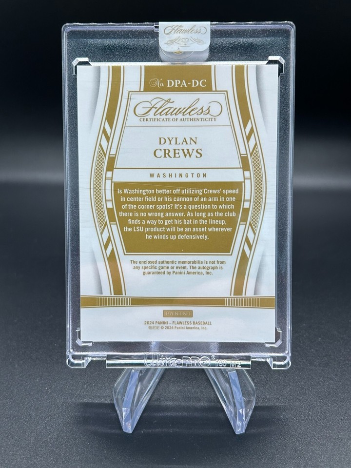 2024 Panini Flawless Dylan Crews Draft Patch Auto /15 Washington ...