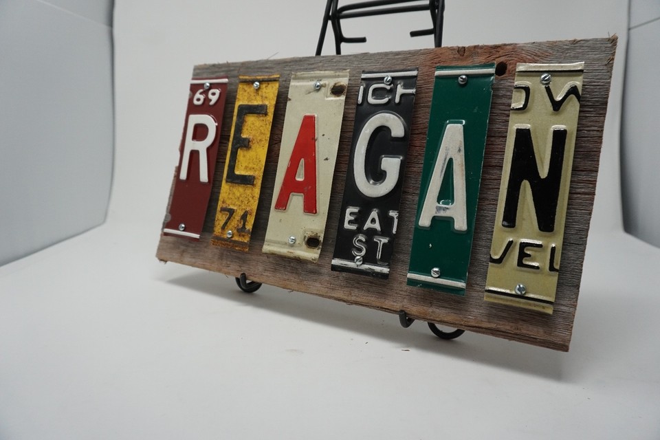 Ronald Reagan License Plate Art Reclaimed Barn Wood Custom Made | eBay