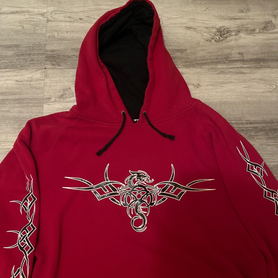 Y2K Early 2000s Top Heavy Clothing Tribal Print 2XL Red Hoodie | eBay