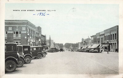 Harvard, Illinois Postcard North Ayer Street Classic Cars PM 1936 T4 | eBay