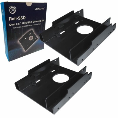 SSD RAIL Dual 2.5 to 3.5 SSD to HDD Adaptor Hard Drive Bay Mount ...