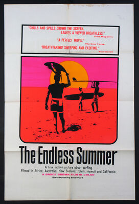 THE ENDLESS SUMMER BRUCE BROWN SURF SURFING CLASSIC DAYGLO 1966 1-SHEET ...