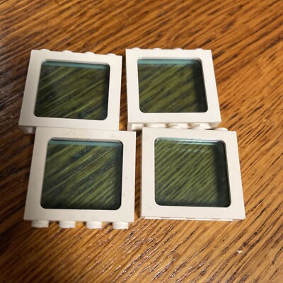 LEGO 4pc. Lot White Window Frames #4033 w/ Trans Blue Inserts Classic ...