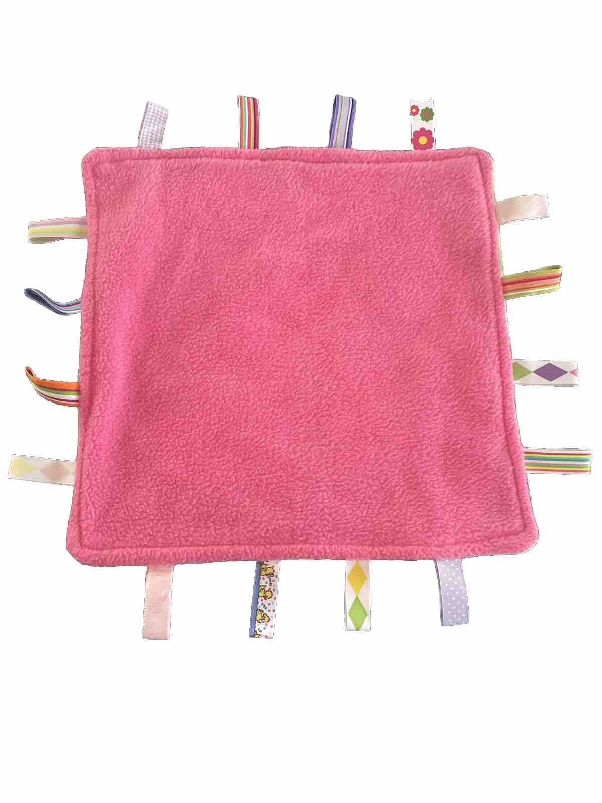 Taggies Pink Green Bunny Rabbit 🐇 Fleece Lovey Security Blanket Baby 12 ...