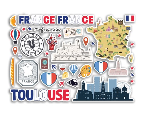 A5 Sticker Sheet Toulouse Vinyl Stickers - Landmarks France French ...