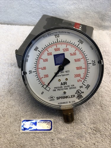 FPPI Smith-Cooper Fire Sprinkler Protection Air Gauge 0-300 PSI 11-551 ...
