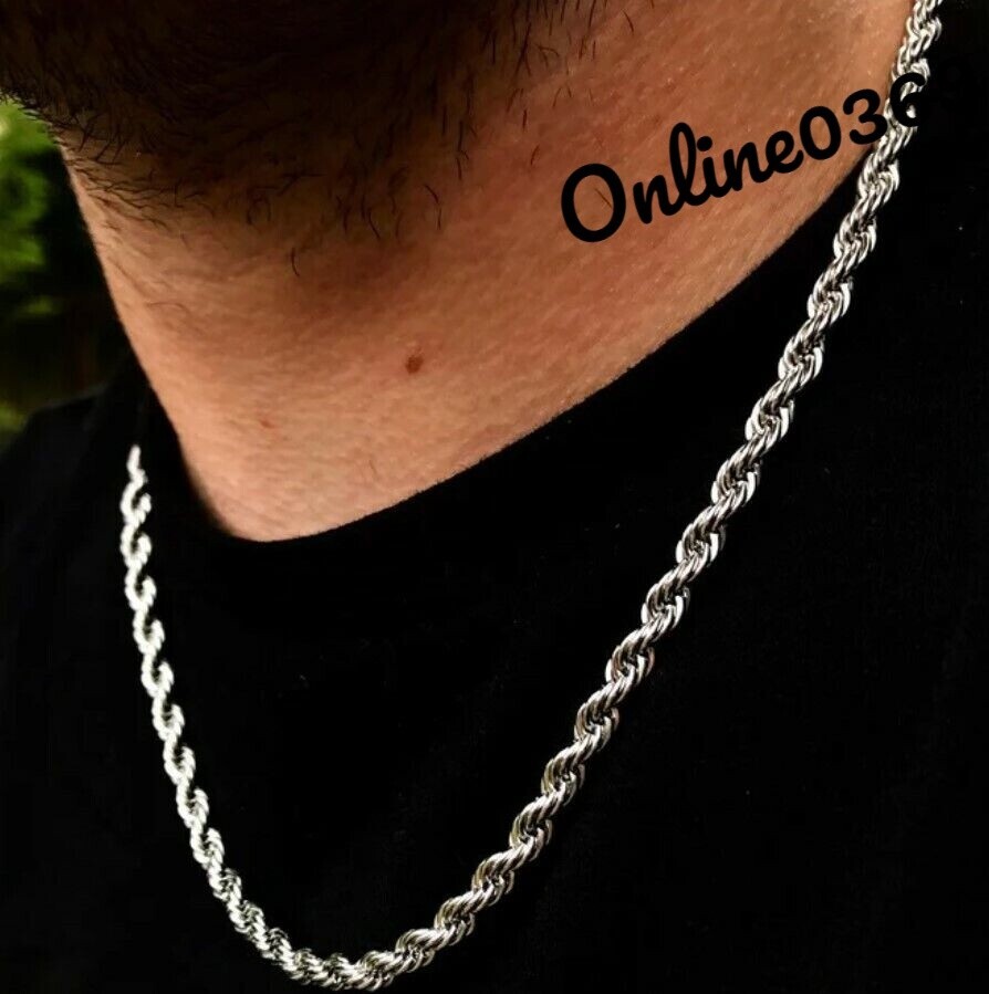 4mm x 20 inch Stainless Steel Stylish Twisted Rope Chain Necklace For ...