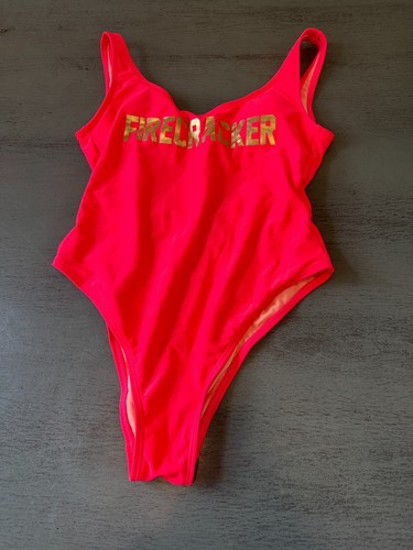 FIRECRACKER pink XHILARATION one piece swimsuit size medium | eBay