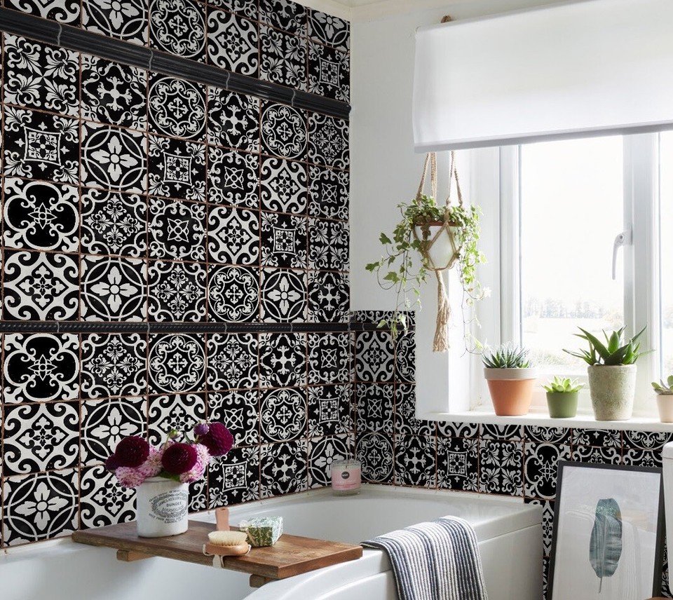 Traditional tile transfers stickers wall Vintage Victorian Moroccan ...