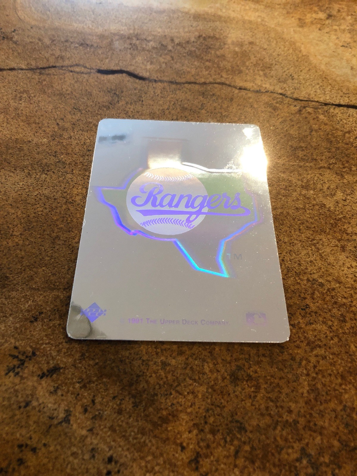 Texas Rangers 1991 Upper Deck 3-D Hologram Reflective Silver Team Logo ...