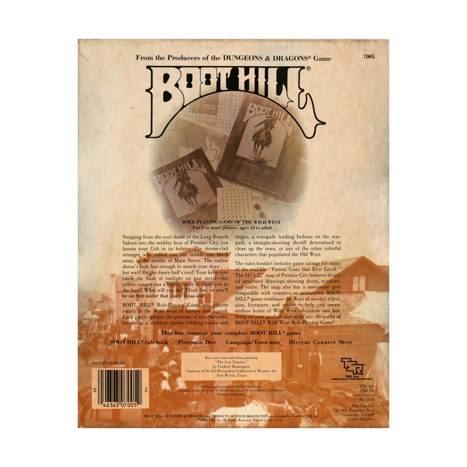 TSR Boot Hill Boot Hill (2nd Ed, 2nd) Fair/VG+ 46363070052 | eBay
