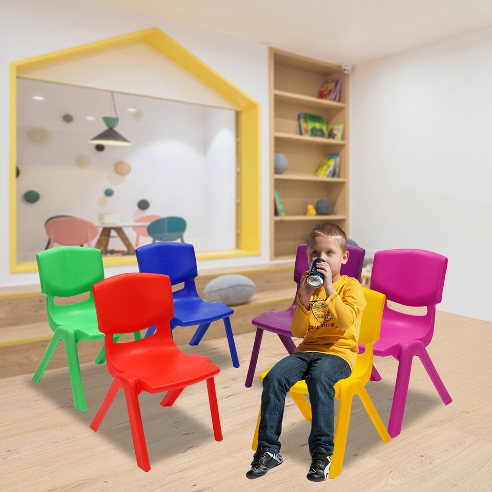 Stackable 6 Pcs School Chairs Kids Plastic Stack Chairs Toddler Chair ...