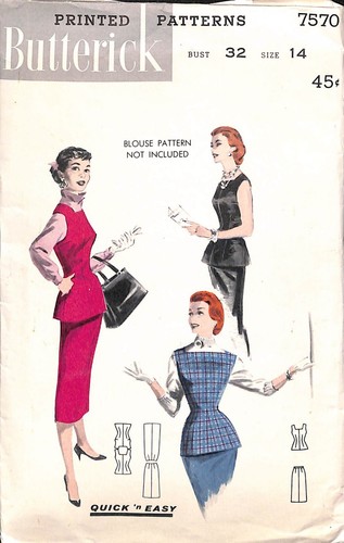 Vintage 1950s Easy Tunic Dress Butterick Sewing Pattern 7570 Bust 32 ...