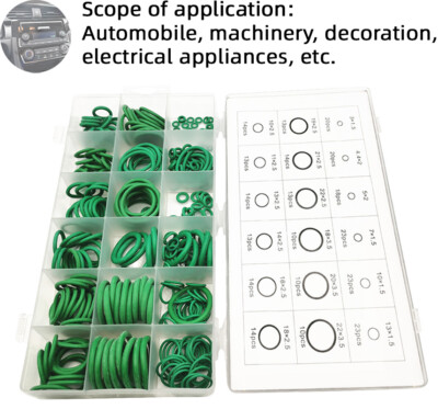 279pcs Rubber Nitrile Seal Ring Set Green 18 Sizes Air-Conditioning O ...