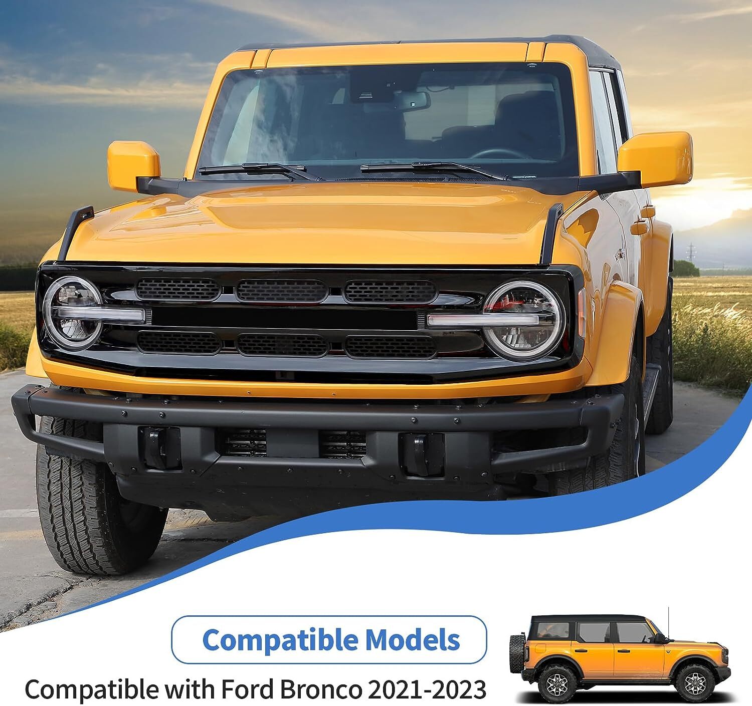 ⭕6Pcs Front Grille Inserts Mesh Trim Cover For Ford Bronco 2/4 Door ...