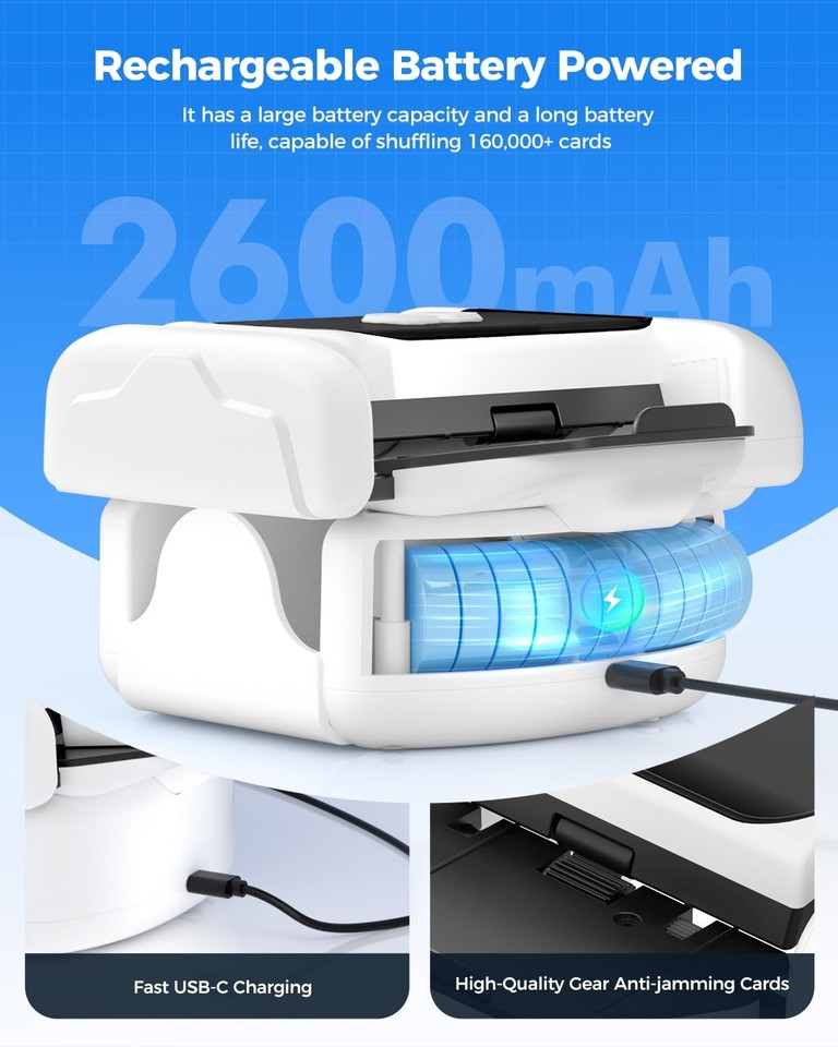 Automatic Card Shuffler for 1-2 Decks, One-Click Shuffling and Manual ...