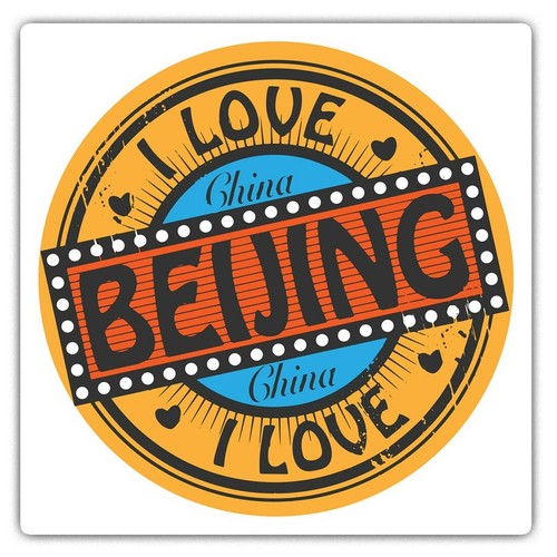 2 x Square Stickers 10 cm - I Love Beijing China Chinese Travel Cool ...