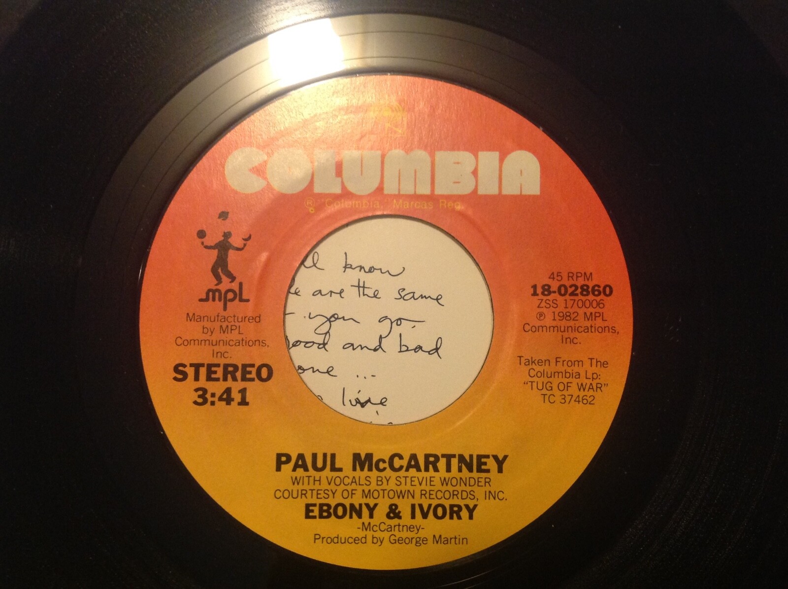 Beatles/McCartney RARE NOS RARE LABEL VARIATION UNPLAYED 45 W PICTURE ...