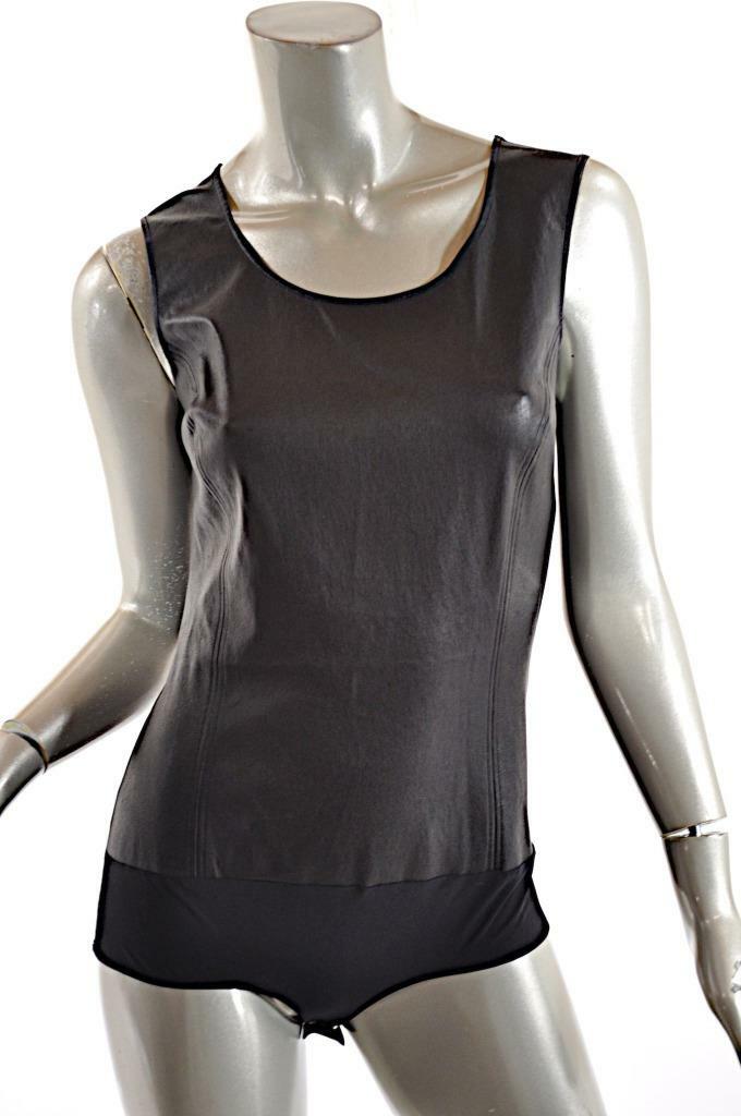 Maison Martin Margiela Black Leather Nylon Jersey Bodysuit Maison Martin Margiela Black Leather Nylon Jersey Bodysuit