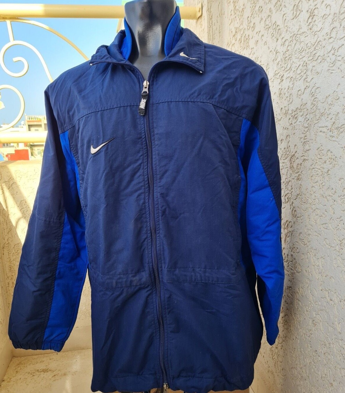 vintage NIKE Big Logo bomber track jacket top navy bl… - Gem